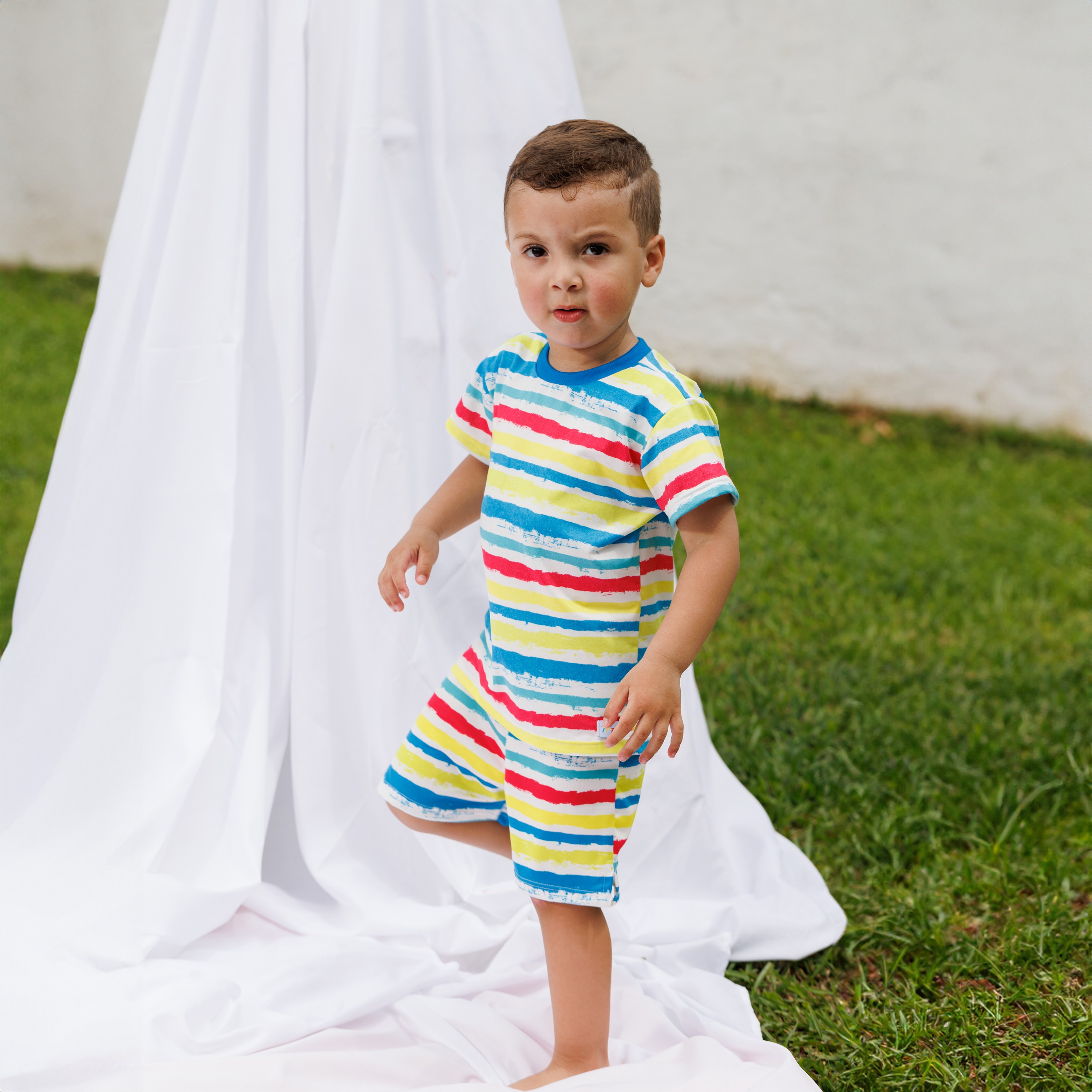 Pijama Manga Curta Infantil Estampa Listra - Suspiro Íntimo